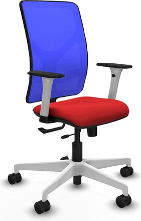 Piqueras y Crespo B&uuml;rostuhl XXL mit wei&szlig;en und schwarzen Armlehnen, h&ouml;henverstellbare Lendenwirbelst&uuml;tze, ausgestattet mit Syncro/Traslack und Schneideschaum, Blau/Rot