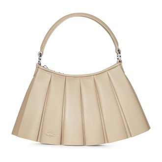 Lacoste Beige Leder Umh&auml;ngetasche Krokodil Stil - - Bags - Damen - Beige - ONE SIZE