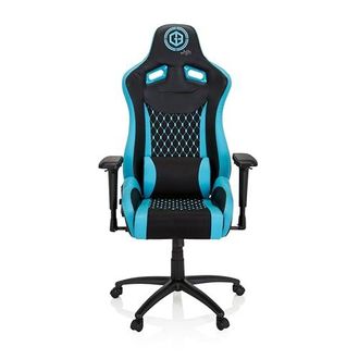 hjh OFFICE 734232 Chaise de Gaming GAMEBREAKER SX 04 Tissu/Cuir synth&eacute;tique Noir/Turquoise, Fauteuil de Bureau Pivotant, avec Coussin et Dossier inclinable