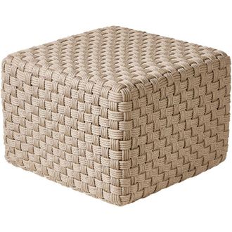 Beliani Pouf dExt&eacute;rieur Tiss&eacute; &agrave; la Main Ottoman de Jardin 50 x 50 cm Mati&egrave;re Synth&eacute;tique Taupe Nalli