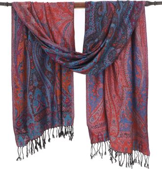 Guru Shop Indischer Schal, Stola mit Paisley Muster, Schultertuch - Motiv 10, Herren/Damen, Synthetisch