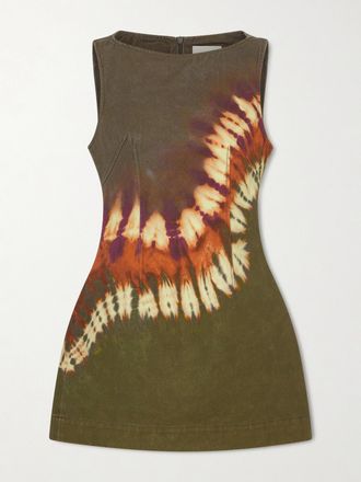 Alemais Marilyn Minikleid Aus Denim Mit Batikmuster - Gr&uuml;n