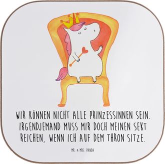 Mr. & Mrs. Panda Untersetzer f&uuml;r Gl&auml;ser Einhorn Prinzessin - Geschenk, Geburtstag, Coaster, gl&auml;seruntersetzer, Tischuntersetzer, Geburtstagsgeschenk, Tischschoner, Uni