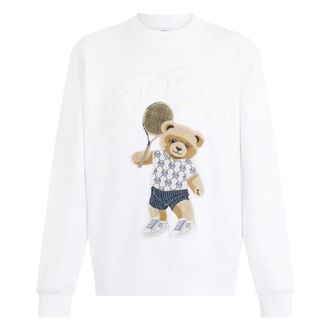 Philipp Plein Homme, Sweatshirts et sweats &agrave; capuche, Blanc, Taille: S SweaT-shirt Col Rond Teddy Tennis
