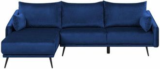 Beliani Beliani - Ecksofa Dunkelblau Samtstoff 3-Sitzer L-Förmig Rechtsseitig Glamourös Wohnzimmer