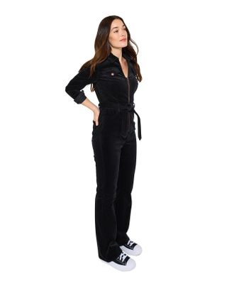 Joe Browns Damen Retro Stretch Fit Darcy Cord Jumpsuit Overall, Schwarz, 40 Petite