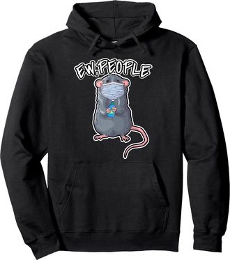 Jimbeels Ew People Lustige Rattenmaske - Introvertierte Meme Illustration Pullover Hoodie