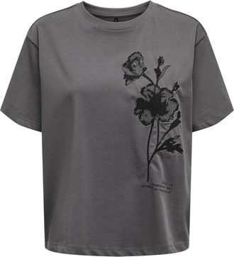 Only Damen Onlkrista Life S/S Embroidery Top JRS, Plum Kitten, M