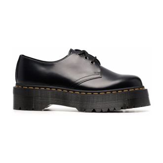 Dr. Martens Femme, Chaussures, Noir, Taille: 39 EU 1461 Quad Chaussures Plateformes en Cuir Lisse