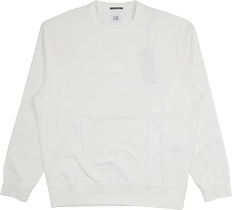 C.P. Company C.p. Company, Homme, Sweatshirts et sweats &agrave; capuche, Blanc, Taille: XL Logo Patch Crewneck SweaT-shirt