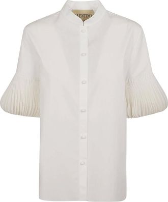 Valentino Garavani Femme, Blouses et Chemises, Blanc, Taille: 36 FR Chemise en Popeline de Coton Brod&eacute;