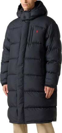 Polo Ralph Lauren Mens Gorham Logo Long Jacket Down Coat Black Clothing > &
