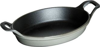 Staub Staub Mini-Auflaufform, oval (15 cm, 0,25 L mit mattschwarzer Emaillierung im Inneren der Auflaufform) grafitgrau