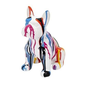 Paris Prix Statuette D&eacute;co Bulldog Coulures 20cm Multicolore