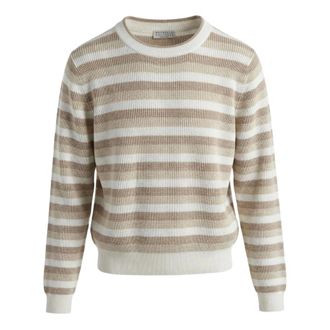 Brunello Cucinelli Striped Crew Neck Knit - - Knitwear - Herren - Mehrfarbig - S