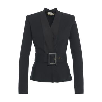 Elisabetta Franchi Strickjacke mit G&uuml;rtel - - Jackets - Damen - Schwarzk - XS