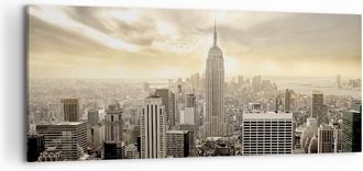 Arttor Wandbilder Dekoration Wohnzimmer Stadt Wolkenkratzer Manhattan New York Bilder auf Leinwand 120x50cm Leinwandbild Schlafzimmer Wand Kunstdruck Art Gro