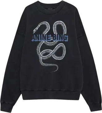 Anine Bing Femme, Sweatshirts et sweats &agrave; capuche, Noir, Taille: 40 FR Harvey SweaT-shirt Snake