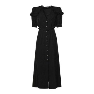 Alessandra Rich Femme, Robes, Noir, Taille: 38 FR Robe mi-longue en jacquard de soie &agrave; encolure en V