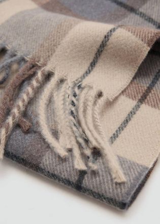 Mango &Eacute;charpe carreaux &eacute;cossais franges marron moyen - Homme - Taille unique - MANGO MAN