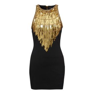 Balmain Robe en grain de poudre brod&eacute;e - Femme - Robes - Multicolore - Taille: 40 FR