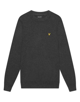 Lyle & Scott mittlerer Strickpullover aus Baumwoll-Merinowolle mit Rundhalsausschnitt in x542 Power Blue-Blau