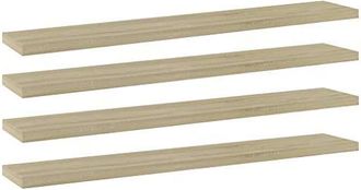 vidaXL 4X Panneaux de Bibliothèque Panneaux dÉtagère à Livres Plaques dÉtagère de Rangement Mural Décoration Chêne Sonoma 60x10x1,5 cm Aggloméré