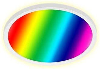 Briloner Leuchten - LED Panel, Deckenleuchte dimmbar, Deckenlampe, RGB, Farbsteuerung, Backlight, inkl. Fernbedienung, 15 Watt, 1.850 Lumen, 4.000 Kelvin, Wei&szlig;