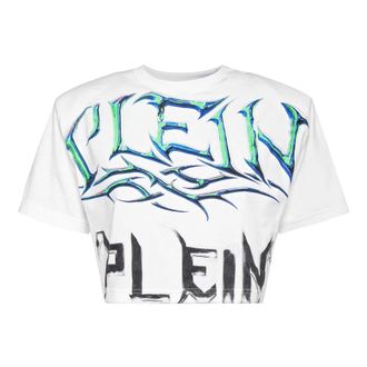 Philipp Plein Femme, Tops, Blanc, Taille: 42 FR T-Shirt Col Rond