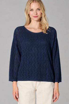 Hempage Hempage Damen vegan Pullover Openwork Navy
