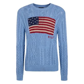 Polo Ralph Lauren Homme, Pulls, Bleu, Taille: L Iconic Flag Sweater