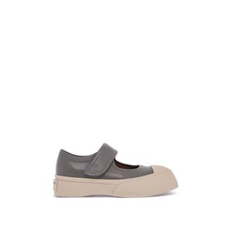Marni Femme, Chaussures, Gris, Taille: 38 EU Baskets en cuir gris avec fermeture auto-agrippante
