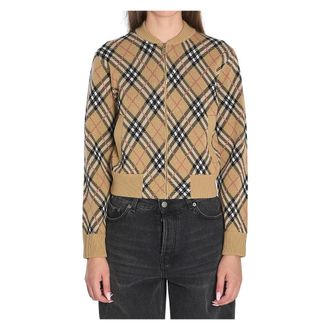 Burberry Check Wollmischungs-Strickjacke - - Knitwear - Damen - Mehrfarbig - L