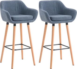 Clp 2er Set Barhocker Grant mit Stoffbezug blau