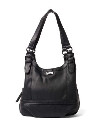 Tom Tailor Juna Damen Shopper Umhängetasche Reißverschluss Klein Schwarz