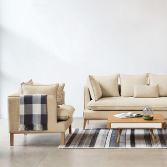 Norrwood home24 Sessel Sulviken Webstoff Beige Stoff Dona 100 x 86 x 94cm