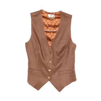 Elisabetta Franchi Weste aus Leinenmischung - - Suits - Damen - Braun - XS