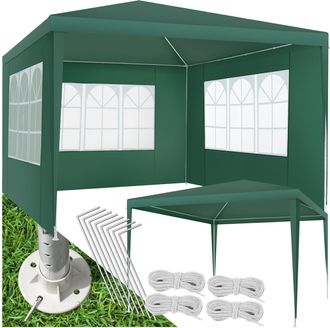 TecTake Pavillon 3x3 m, Zelt groß, wasserdicht, für Garten und Camping, Gartenpavillon, Partyzelt, Event Shelter, Festzelt, Gartenpavillon 3x3 m mit 3 Seitenw
