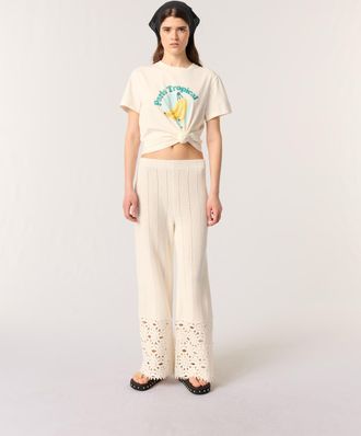 Maje Pantalon En Crochet - Blanc - Taille 34 - Maje
