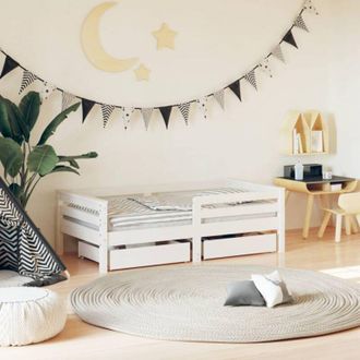 vidaXL Cadre de lit enfant tiroirs blanc 70x140 cm bois de pin massif Vidaxl