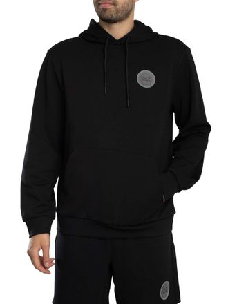 Emporio Armani Pullover-Hoodie Mit Logo-Patch, Schwarz