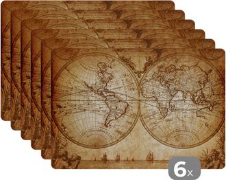 MuchoWow Placemats Platzdeckchen Platzset Tischset 6-teilig Tischdeko Untersetzer 45x30 cm Weltkarte - Antik - Vintage - Kind - Junge - Mädchen