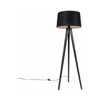 QAZQA Tripodclassic - Lampadaire avec Abat-Jour - 1 lumi&egrave;re - h 136 cm - Noir - Classique/Antique - &eacute;clairage int&eacute;rieur - Salon i Chambre - Qazqa