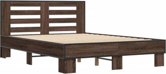 vidaXL Bettgestell Braun Eichen-Optik 120x200 cm Holzwerkstoff Metall Vidaxl