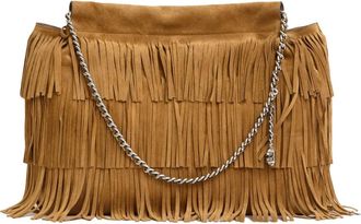 Tory Burch Femme, Sacs, Brun, Taille: ONE Size Fleming Suede Fringe Hobo Bag