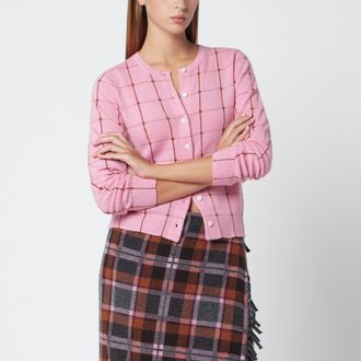 Guest In Residence Jane Checker light brown/pink cardigan