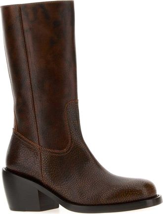 Dries Van Noten Womens Brown Leather Boots Darkbrown Stivali