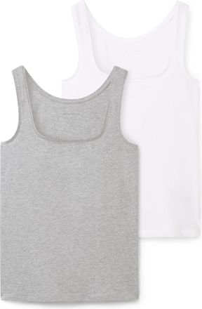 Tom Tailor Damen Basic Top im Doppelpack,21373 - medium Silver Grey Melange, XXS