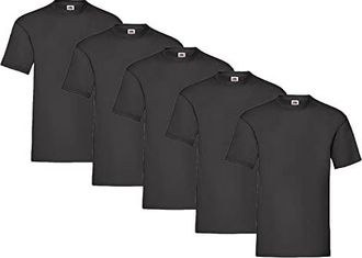 Fruit Of The Loom Lot de 5 t-shirts pour homme Noir + 1 bloc dachat 4XL