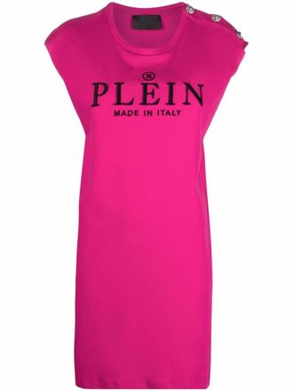 Philipp Plein robe &agrave; logo brod&eacute; - Rose